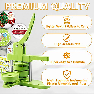 MK.Bear Button Maker Machine 75mm (3 in), DIY Button Pin Maker Machine Kit, Button Press Machine with 100 Sets Button Making Supplies & Circle Cutter & Magic Book