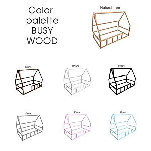 BUSYWOOD Montessori Platform Bed - Toddler bed - Kids Floor Bed House Frame - Natural Wood Daybed Frame - Unique bed (Model 1, Natural Wood, Floor Bed)