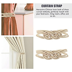 Garneck 2pcs Curtain Buckle Magnetic Curtain Holdbacks Window Blackout Clasp Chinese Knot Curtain Tie Magnetic Buckle Curtain Rope Magnetic Curtain Clip Office Cotton Rope Bohemian Hanger