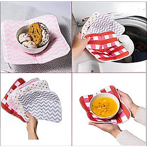 Microwave Bowl Huggers Set of 4 Hot Bowl Holders Heat Insulated Microfiber & Sponge Heat Resistant Bowl Cozies for Hot & Cold Food Bowl Holder for Soup, Pasta, Noodles & Rice Bowl