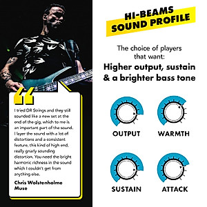DR Strings HI-BEAMS - Stainless Steel 5-String Bass Guitar Strings, 45-125, Round Core