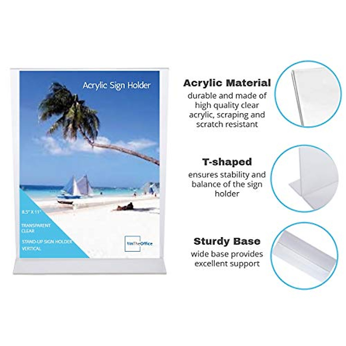 1InTheOffice Acrylic Vertical Stand-Up Sign Holder 8.5 x 11 "6 pack"