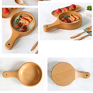 Beilay Handle bowl 26x15x5cm Wooden Bowl Bamboo Bowls Versatile Usage Great For Salad Soup Cereal Fruits Nuts Food Side Dishes - Decorative Modern Serving Bowls