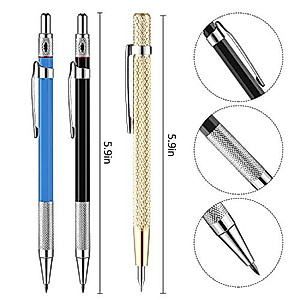 Outus Carpenter Pencils with Marker Refills and Carbide Scriber Tool for Glass, Ceramics, Hardened Steel (15 Pieces)