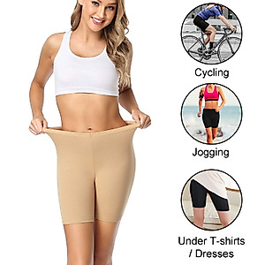 wirarpa Women's Cotton Boy Shorts Underwear Long Leggings Under Shorts Anti Chafe Bloomers Skin Color 3 Pack Large Beige