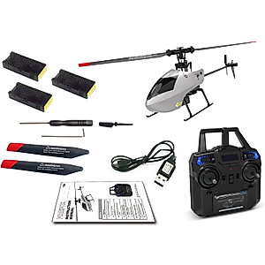 GoolRC C129 V2 RC Helicopter, 4 Channel Remote Control Helicopter with 6-Axis Gyro, 2.4GHz RC Aircraft with 3D Flips, Altitude Hold, One Key Take Off/Landing and 3 Batteries for Adults and Beginners