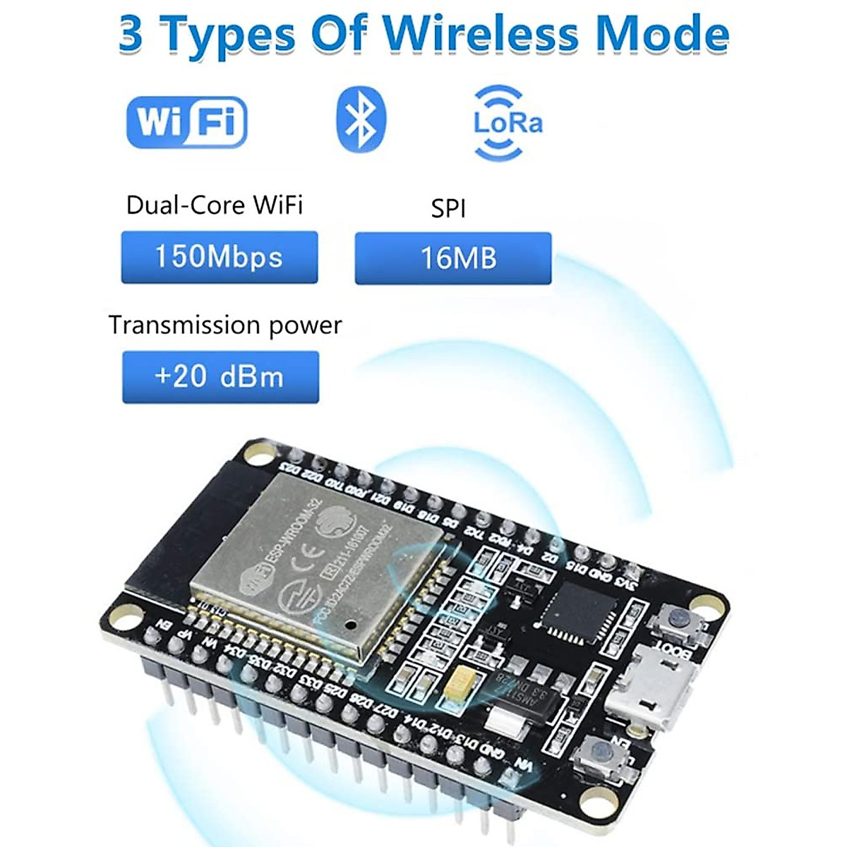 6-Pack ESP-WROOM-32 Development Board, Aideepen 30PIN ESP32S ESP-WROOM-32 Board 2.4GHz Dual-Core Compatible with Arduin, Nodemcu,and MicroPython