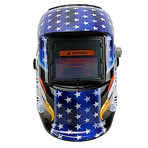 Geelife Solar Powered Welding Helmet Auto Darkening Hood with Adjustable Shade Range 4/9-13 for Mig Tig Arc Welder Mask (Blue Eagle)