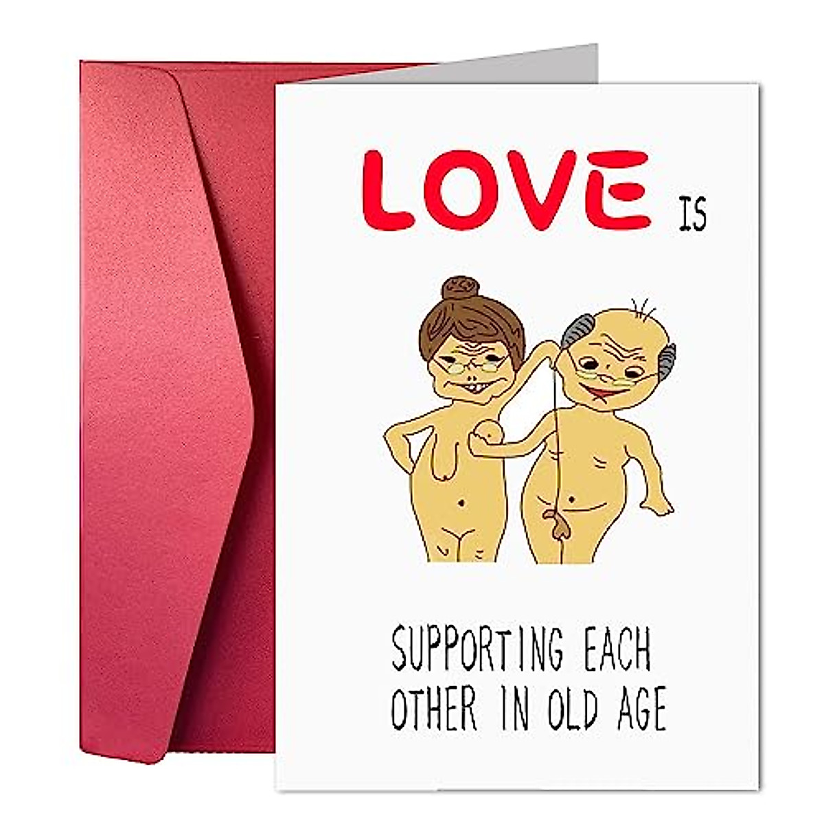 Joycard Funny Birthday Cards 40th 50th 60th Anniversary Wife Husband Mom Dad Grandma Mischievous Valentine's Day SUPPORTING EACH OTHER IN OLD AGE