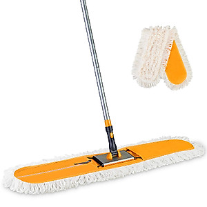 Yocada 36" Commercial Industrial Cotton Mop Dust Floor Mop with Total 2 Mop Pads for Cleaning Office Garage Hardwood Warehouse Factory Mall Deck 59 Inch Long