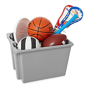 Rubbermaid Commercial Products Palletote Storage Stack and Nest Box, 2 Cu. Ft, Gray Tote/Container Bin for Garage/Laundry/Office/Restaurant/Retail Storage