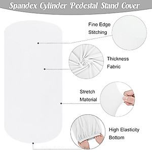 Spandex Cylinder Pedestal Stand Covers Set of 5 Stretchable Cylinder Plinth Covers Dessert Table Display Pillars Cover for Wedding Props Babyshower Birthday Party Event Decor (White)