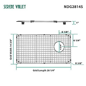 Serene Valley Sink Bottom Grid 28-1/4" x 14-3/8", Side Drain with Corner Radius 3/8",NDG2814S