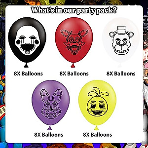 Five Nights Party Supplies, 40pcs Five Night Theme Birthday Party Latex Balloons Party Favors, Five Nights Party Decorations