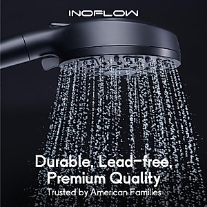 InoFlow High Pressure Filtered Shower head with Handheld 7 Modes, 5” High Flow Hand Held Hydro Rain Showerhead with 60" Stainless Steel Hose and Adjustable Bracket, Matt Black