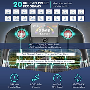 Goplus 4.75HP Folding Treadmill with 15% Auto Incline, Electric Superfit Treadmill w/Voice and APP Control, 20 Preset Programs, LED Touch Screen, Walking Jogging Running Machine for Home Office