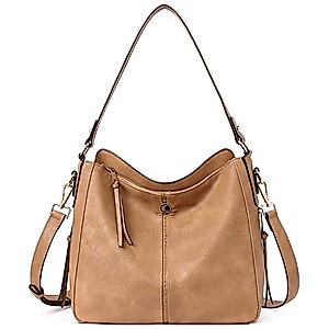 CLUCI Hobo Purses Handbags for Women Vegan Leather Tote Fashion Crossbody Large Shoulder Bag Two-tone Camel