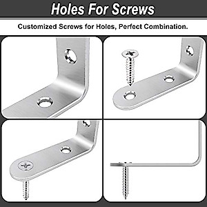 LuckIn 40 Pack Corner Brace 2" x 2", Heavy Duty L Brackets for Shelves and Wood, Stainless Steel Right Angle Bracket with Screws, 50mm x 50mm