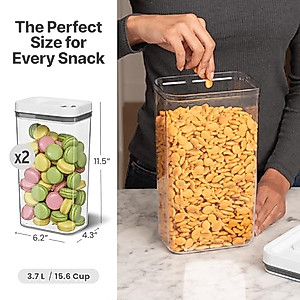 Fontaines 2-Pack Pump-Lock 3.7L Food Storage Containers - Pump to Vacuum Out Air with Locking Lid for Airtight, Leakproof Seal to Keep Food Fresh - BPA-Free, Pantry, Dishwasher, Fridge & Freezer-Safe