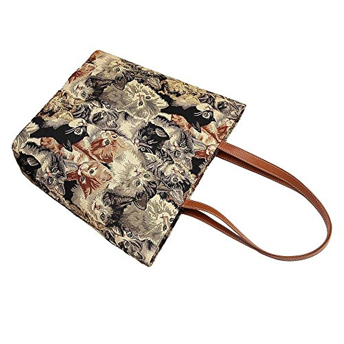 Signare Tapestry Shoulder Bag Tote Bag for Women with Cat Design (SHOU-CAT)