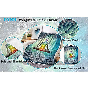 Chakra Chunky Throw Blanket for Couch Bedroom Bedding Decor Office, Seven Chakra Yoga Meditation Zen Hippie Lotus Spiritual Soft Thick Flannel Bed Blanket Decorations (640 Grams 50X60 Inches)