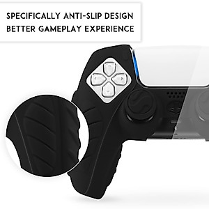 SIKEMAY PS5 Controller Cover, 2Pcs Anti-Slip PS5 Controller Skin with 4 Grips, Soft Silicone Protective Case for PS5 Controller, PS5 Controller Skin for Wireless Controller (Black)