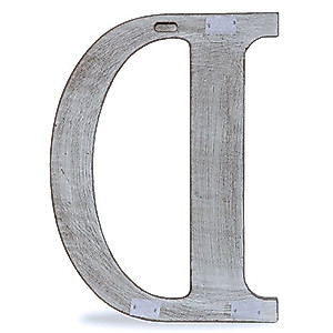 The Lucky Clover Trading D Wood Block, 8" L, Charcoal Grey Wall Letter, Gray