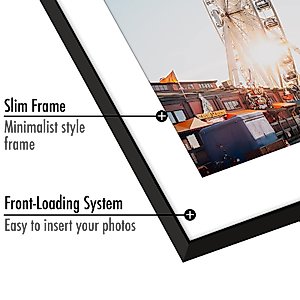 Americanflat Front Loading 11x14 Picture Frame with Shatter-Resistant Glass - Set of 3 - Use as 8x10 Frame with Mat - Metropolitan Collection - Photo Frame for Wall Display - Black