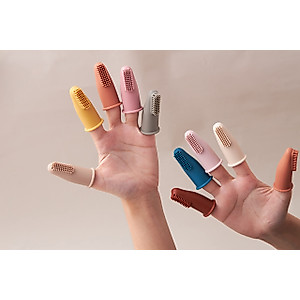 Chippi & Co Baby Silicone Finger Toothbrush BPA Free Dental Care for Newborn Baby Boy Girl 0 3 6 Sensory Development Toy (Pink)