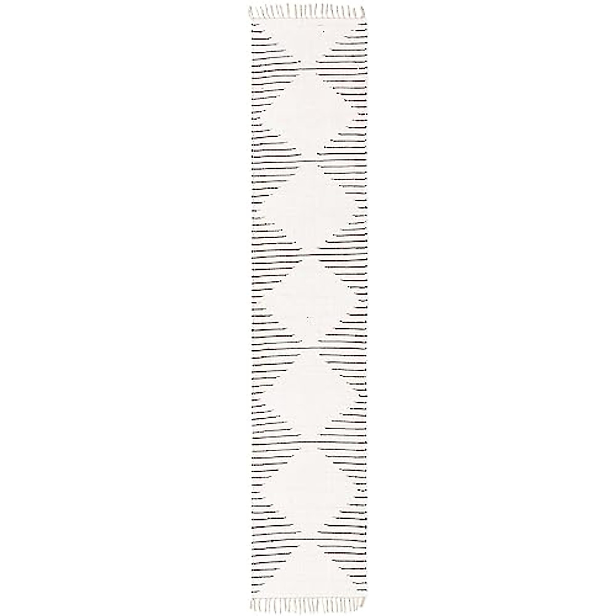 Unique Loom Chindi Cotton Collection Area Rug - Briah (2' 7" x 13' 1" Runner, White/ Black)