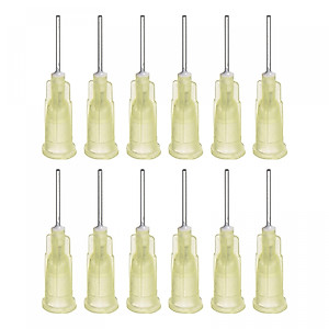 uxcell Industrial Blunt Tip Dispensing Needle with Luer Lock for Liquid Glue Gun, 20G 1/2", 20 Pcs (Yellow)