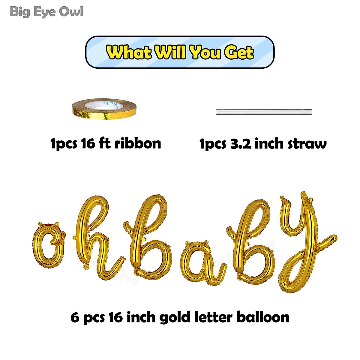 Oh Baby Foil Balloons Gold Letter Mylar Balloon Banner Birthdays Party Decorations Supplies Small 16 Inch Baby Shower