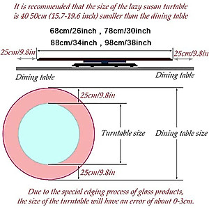 WEBUP Round Glass Tabletop Lazy Susan Rotating Serving Tray Heavy Duty Turntable For Dining Table, 26in/30in/34in/38in Large Swivel Plate, Transparent (Size : 78cm/30inch)