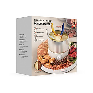 Sharper Image® Fondue Set – Electric Fondue Pot, Adjustable Heat, BPA-Free Stainless Steel, Cheese & Chocolate Fountain, Housewarming & Wedding Gift, Home Essentials Kitchen Gadgets, Mini Appliances