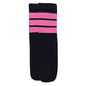 SKATERSOCKS 10" Kids White tube socks with Green stripes style 1