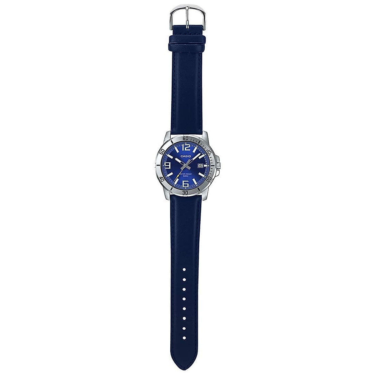 Casio MTP-VD01L-2BV Men's Enticer Blue Leather Band Blue Dial Casual Analog Sporty Watch