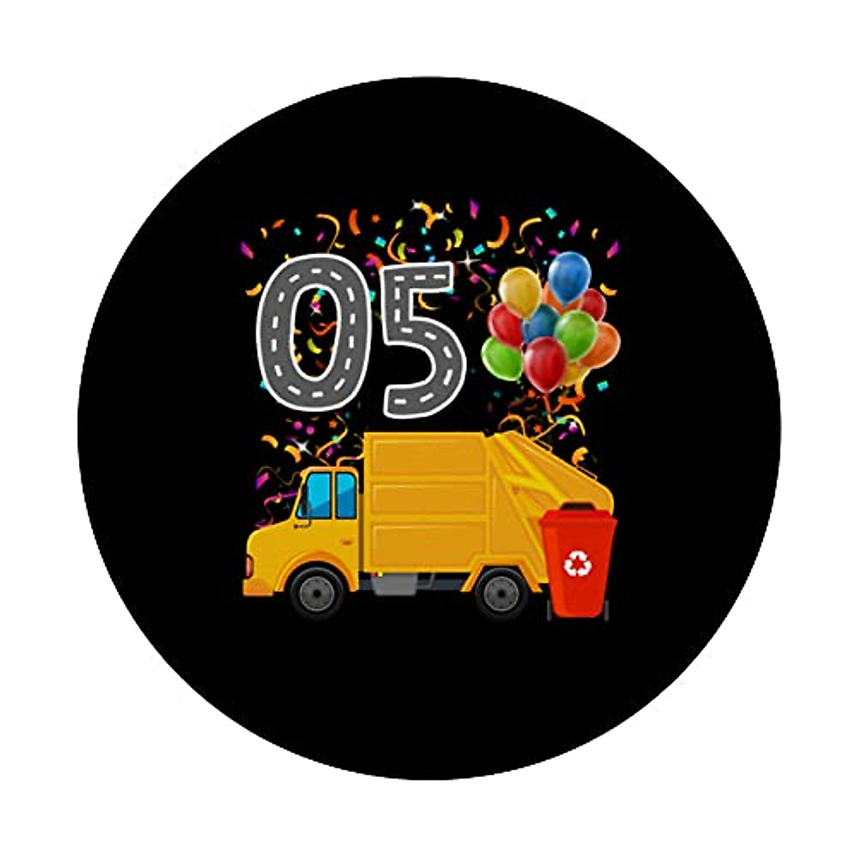 Happy O5 Birthday Rear Loader Garbage Truck PopSockets Swappable PopGrip