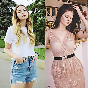 Syuer Women Stretchy Skinny Waist Belt Simple Style Elastic Belt for Jeans Dresses (XXL-XXXL (35”-45”), Black)