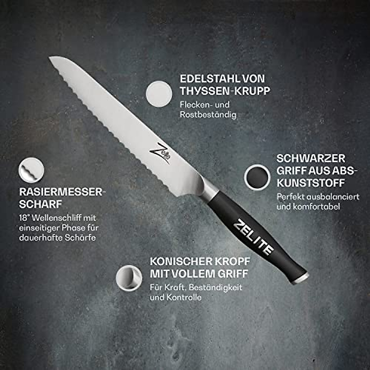 Zelite Infinity Serrated Utility Knife Kitchen, 6 Inch Knife, Chopping Knife, Kitchen Utility Knife, Knife Kitchen Utility, Kitchen Knife - German High Carbon Stainless Steel - Razor Sharp Knife