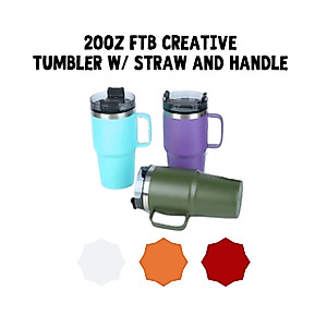 FTB Creative 20oz Insulated Tumbler Mug, Double Wall Stainless Steel, with Lid, Straw and Handle (Army Green)