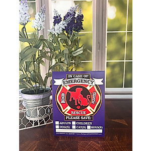 TLC Safety By Design Fire Rescue 4.25" x 5.5" Magnet Safety Alert Emergency Children Adults Pet Dog Cat for Steel Magnetic Exterior Apartment Doors