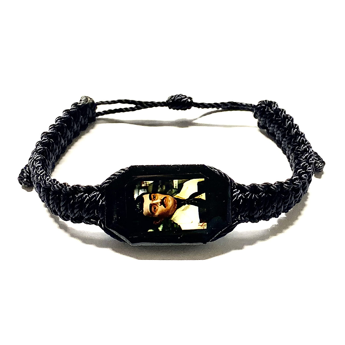 Jesus Malverde Black Corded Adjustable Bracelet Wood Charm Women Men Pulsera Negra