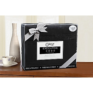 Super Soft Light Weight,100% Brushed Microfiber, Full/Queen, Wrinkle Resistant, Black Duvet Cover with Regal Embroidered Pillowshams in Gift Box