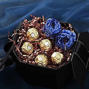 UNIQOOO 1/2 LB Metallic Rose Gold Crinkle Cut Paper Shredded Filler, Pink Grass Raffia Tissue, Strands Shred Craft Bedding Cushion, Wedding Mothers Day Bridesmaid Engagement Gift Boxes Bags Retail