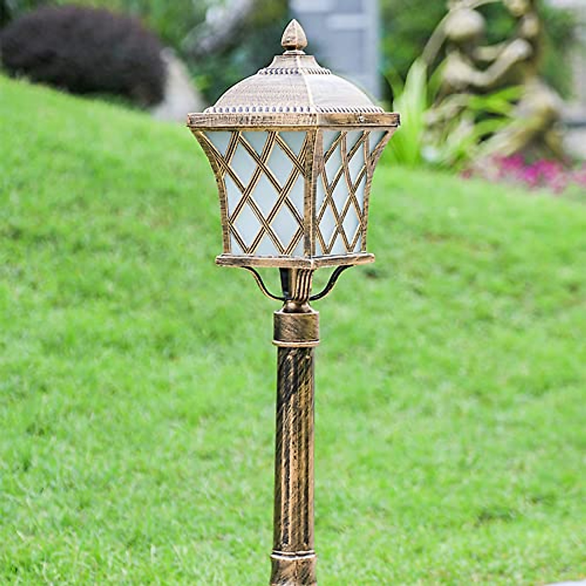 SKYGOO Creative Grid Outdoor Garden Lawn Light，European E27 Courtyard Light，Villa Garden Community High Post Lamp Garden Light，Garden Waterproof Outdoor Street Light