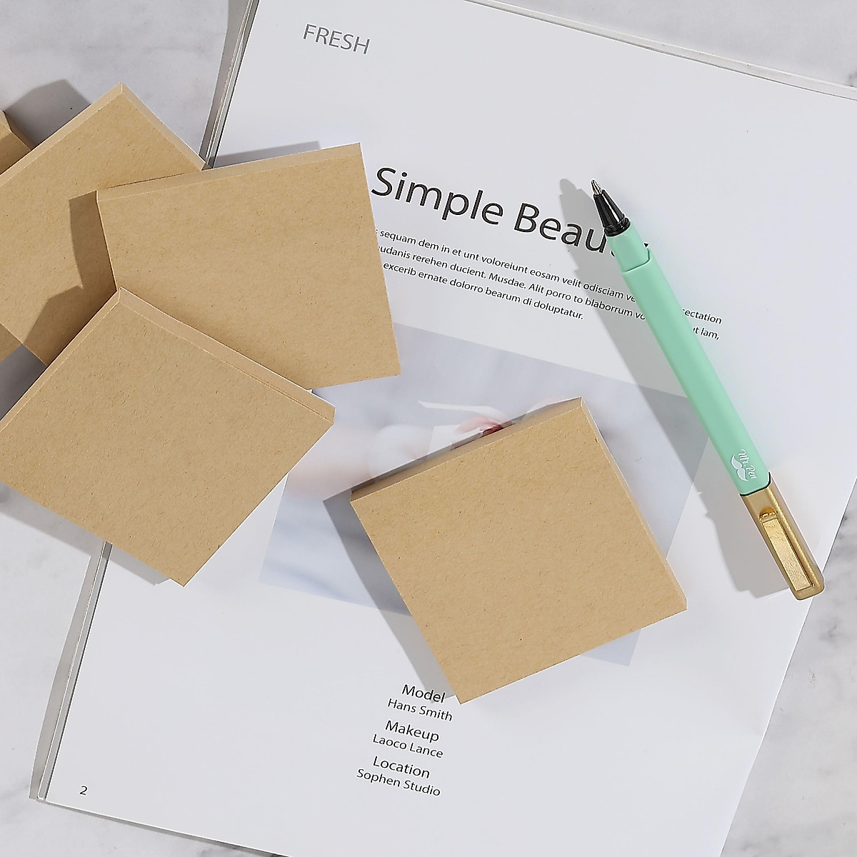 Mr. Pen- Kraft Sticky Notes, 3”x3”, 12 Pads, Kraft Paper Sticky Notes, Sticky Note Pads, Self-Stick Note Pads, Brown Sticky Notes, Craft Paper Sticky Notes, 3x3 Sticky Notes