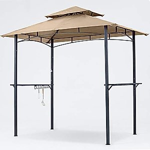 MASTERCANOPY  8 x 5 Grill Gazebo Outdoor BBQ Gazebo Canopy with 2 LED Lights (Khaki)