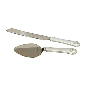 Elegance Wedding Knife and Cake Server with Double Rings