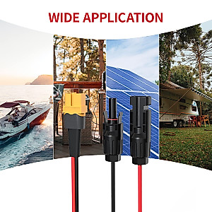 ELFCULB 10AWG 2FT XT60 Solar Cable 2 10 25 35 50 75 100FT XT60 Extension Cable Solar Panel Connector to XT60 Connector for Portable Power Station (2FT)