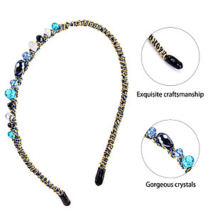 Zifengcer 7 pack Crystal Flower Headbands Faux Rhinestones Hairband Metal Headdress Wedding Party Hair Hoop Band Beaded Bling Sparkly Hair Accessories for Women Girls Bride